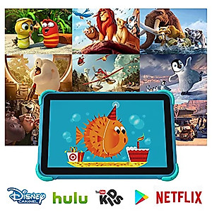 Kids Tablet 10 inch Tablet for Kids with Gamepad Case Included,Toddler Tablet 2GB 32GB WiFi Dual Camera HD Touch Screen Android 11 Kids Learning Tablet Parental Control YouTube ABC Mouse Blue