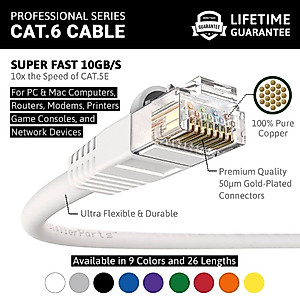InstallerParts CAT6 Cable UTP Booted [White] - [12 FT] - [1 Pack] - Professional Series - 10Gbps, Cat6 Patch Cable, Cat 6 Patch Cable, Cat6 Ethernet Cable, Network Cable, Internet Cable