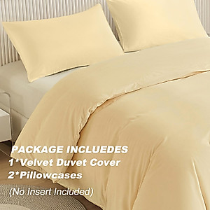MH MYLUNE HOME Velvet Duvet Cover King Size, 3Pcs Luxury Flannel Duvet Cover Set with 2 Pillowcases Ultra Soft Breathable Cozy Comforter Cover Set with Zipper Closure & 8 Upgrade Snap Corner Ties