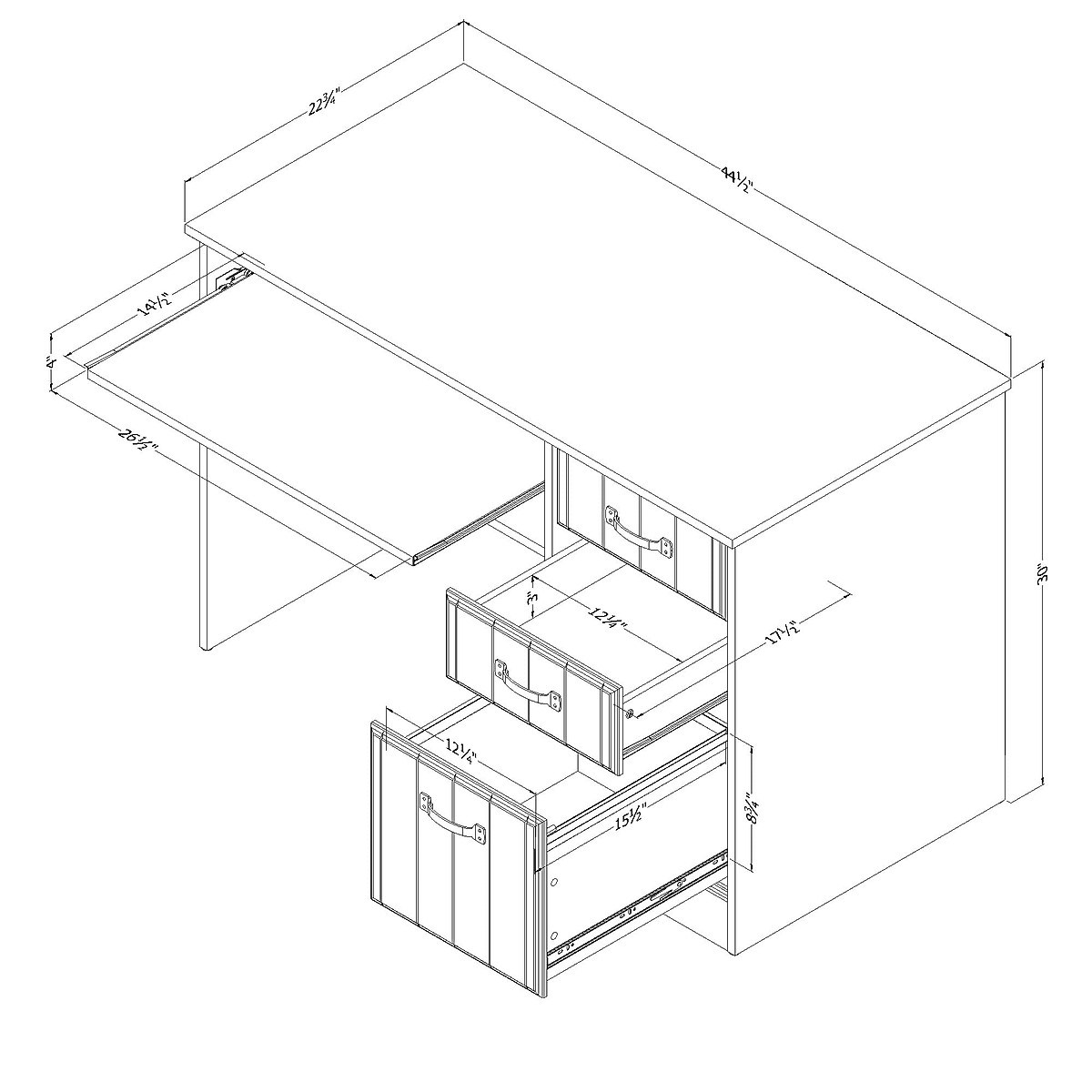 South Shore Farnel Computer, Medium Desk, Rubbed Black
