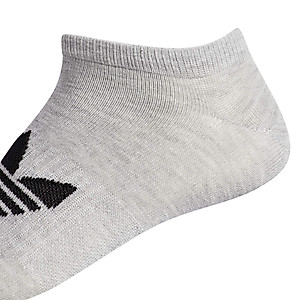 adidas Originals Men's Classic Trefoil Superlite No Show Socks (6-Pair), Heather Grey/White/Black, Large
