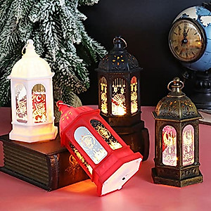 Novobey Ramadan Lantern Decor, Metal Retro Hanging Lantern Battery-Powered LED Eid Mubarak Decorative Night Lights for Ramadan Holiday Garden Yard Wall Decoration (Hexagonal Black)