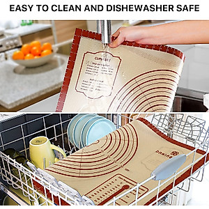 2 Pack Non Stick 26''x16'' Extra Large Thick Silicone Pastry Mat and 11''x16'' Cooking Mats, Double Measures Scale for Non-slip Silicone Baking Sheet,Counter Mat, Dough Rolling, Reusable Bakeware Mats