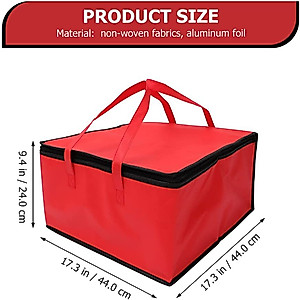 Rosarivae Thermal Insulated Food Delivery Bag Large Picnic Cooler Bag Pizza Warmer Bag Reusable Grocery Bags with Zipper and Handles for Restaurants Food Delivery Travel Shopping Catering Transport (Red)