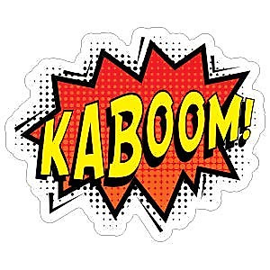 Kaboom Comic - Pack of 4 - StickerVinyl Waterproof Sticker Decal Car Laptop Wall Window Bumper Sticker