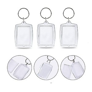 vipolish 25Pcs Acrylic Photo Frame Keyring Clear Blank DIY Photo Image Keychain Wallet Friendly Picture Frame Framework Key Buckle Ring for Women and Men Rectangle Shape