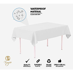 16-Pack White Disposable Plastic Tablecloths, 54" x 108" Plastic Table Cloth, Rectangle Table Cover (White , 16 Pack Rectangle 54" X 108")