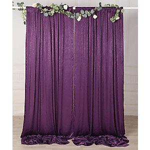 SHERWAY 9.6 Feet x 10 Feet Purple Silky Soft Curtain Wedding Backdrop Drapes, Slightly Shiny Satiny Window Curtains for Party Ceremony Decoration