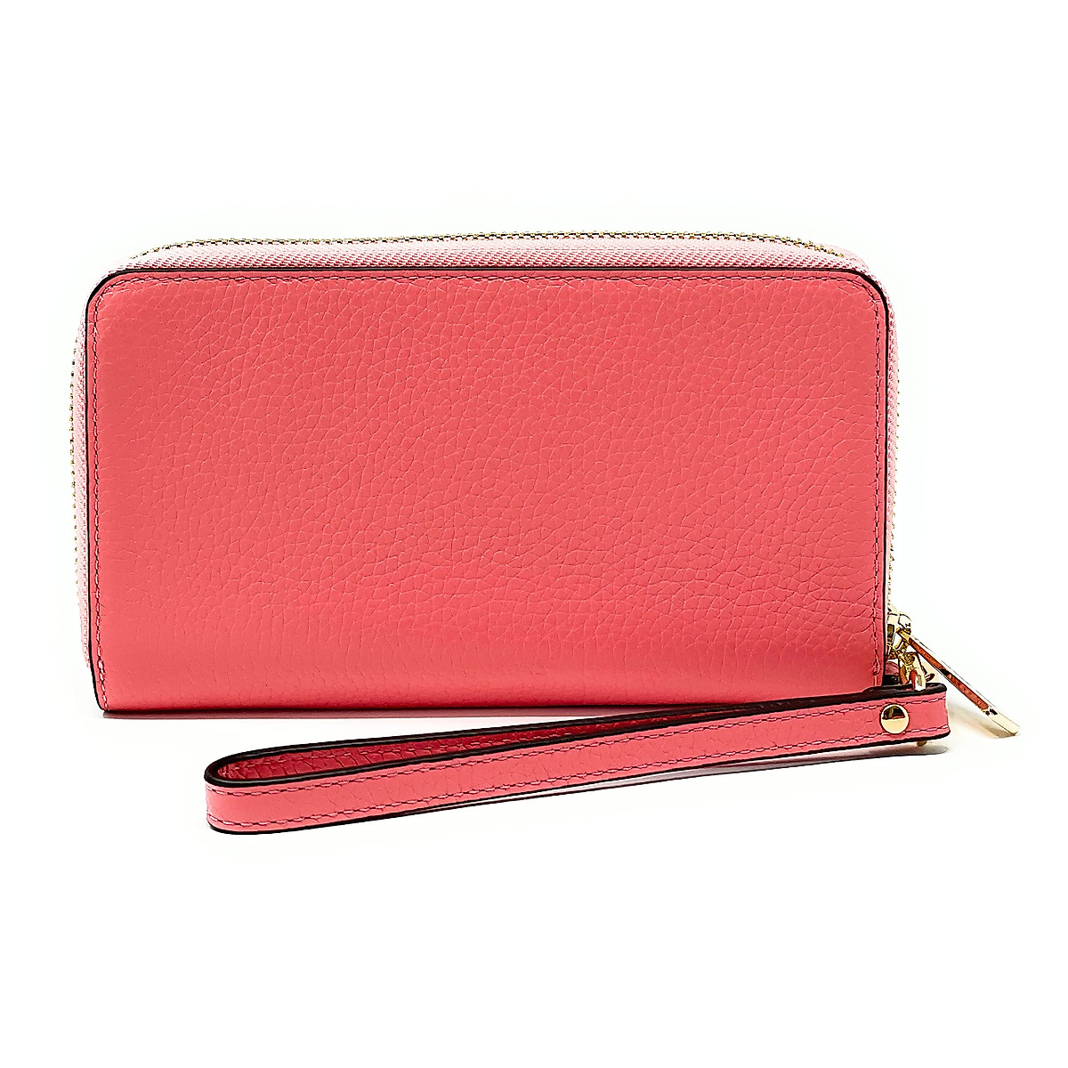 LEATHER Michael Kors Jet Set Travel Large Flat Multifunction Phone Case Wristlet Pebble Leather