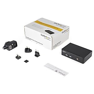 StarTech.com 2 Port USB HDMI KVM Switch with Audio and USB 2.0 Hub - 1080p (1920 x 1200), Hotkey Support - Dual Port Keyboard Video Monitor Switch (SV231HDMIUA), Black