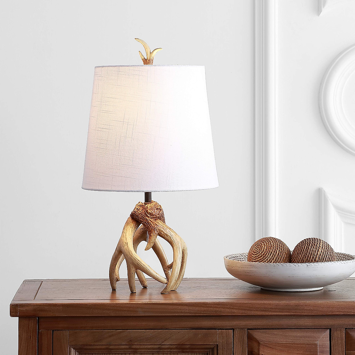 JONATHAN Y JYL4034A Vermont 19" Antler Resin LED Table Lamp Coastal Bedside Desk Nightstand Lamp for Bedroom Living Room Office College Bookcase LED Bulb Included, Natural