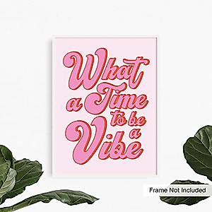 Saturdays Co. Pink Wall Art Print - 12 x 16 inch (UNFRAMED), Posters for Room Aesthetic, Trendy Decor Teen Girls, Bedroom Decor, Prints, Living Room, Apartment, Dorm, and more (What a Time)
