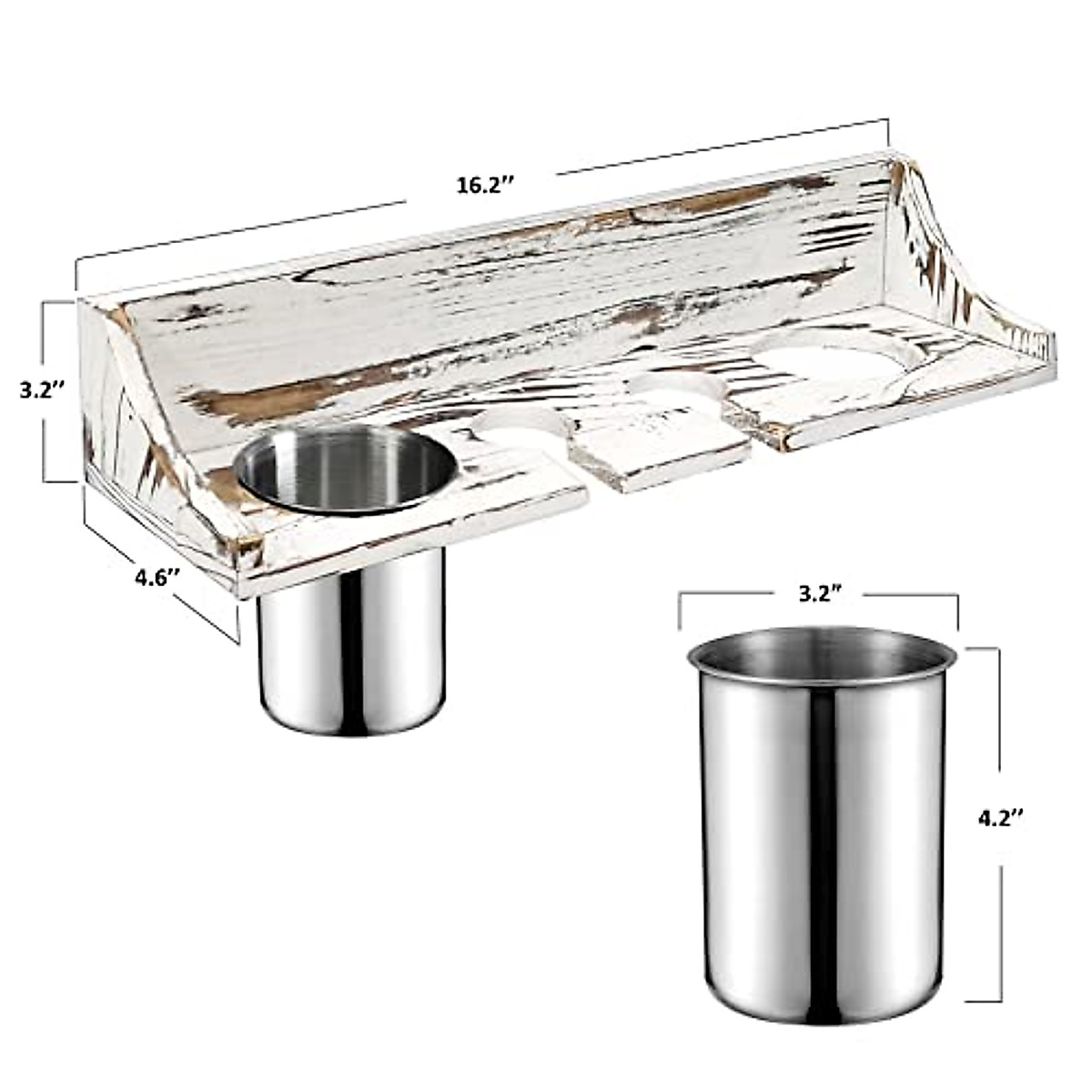 Hair Dryer Holder Wall Mounted Blow Holder Bathroom Hair Tool Organizer, Hair Styling Care Tool Organizer, Rustic Wood Beauty Appliance for Flat Iron, Curling Wand, Hair Straighteners（Rustic White ）