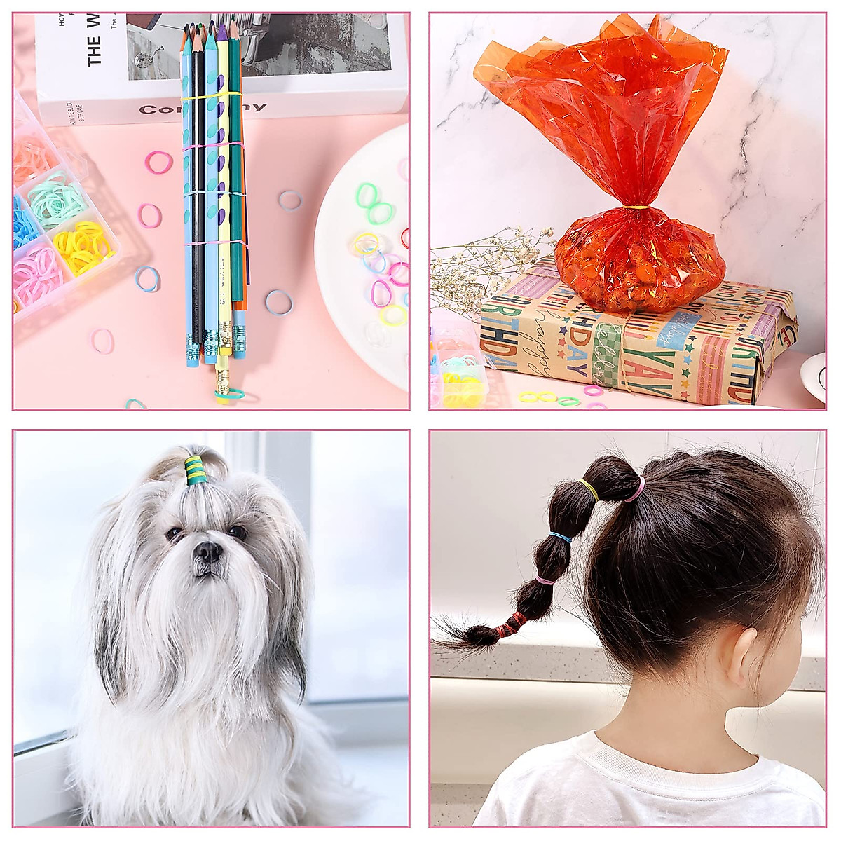 28 Colors Rubber Bands with 7 Hair Styling Tools, 2100 Pcs Colorful Elastic Ties Small Rubber Bands Baby Toddler Ties for Girls Hair Accessories Christmas Gifts
