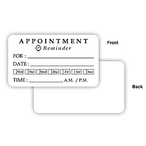 Appointment Reminder Cards - (Pack of 100) 3.5" x 2" White 14PT Cardstock Rounded Corner with Handmade Storage Box for Business Home Office Customer Service Meeting Day Date Time Planner