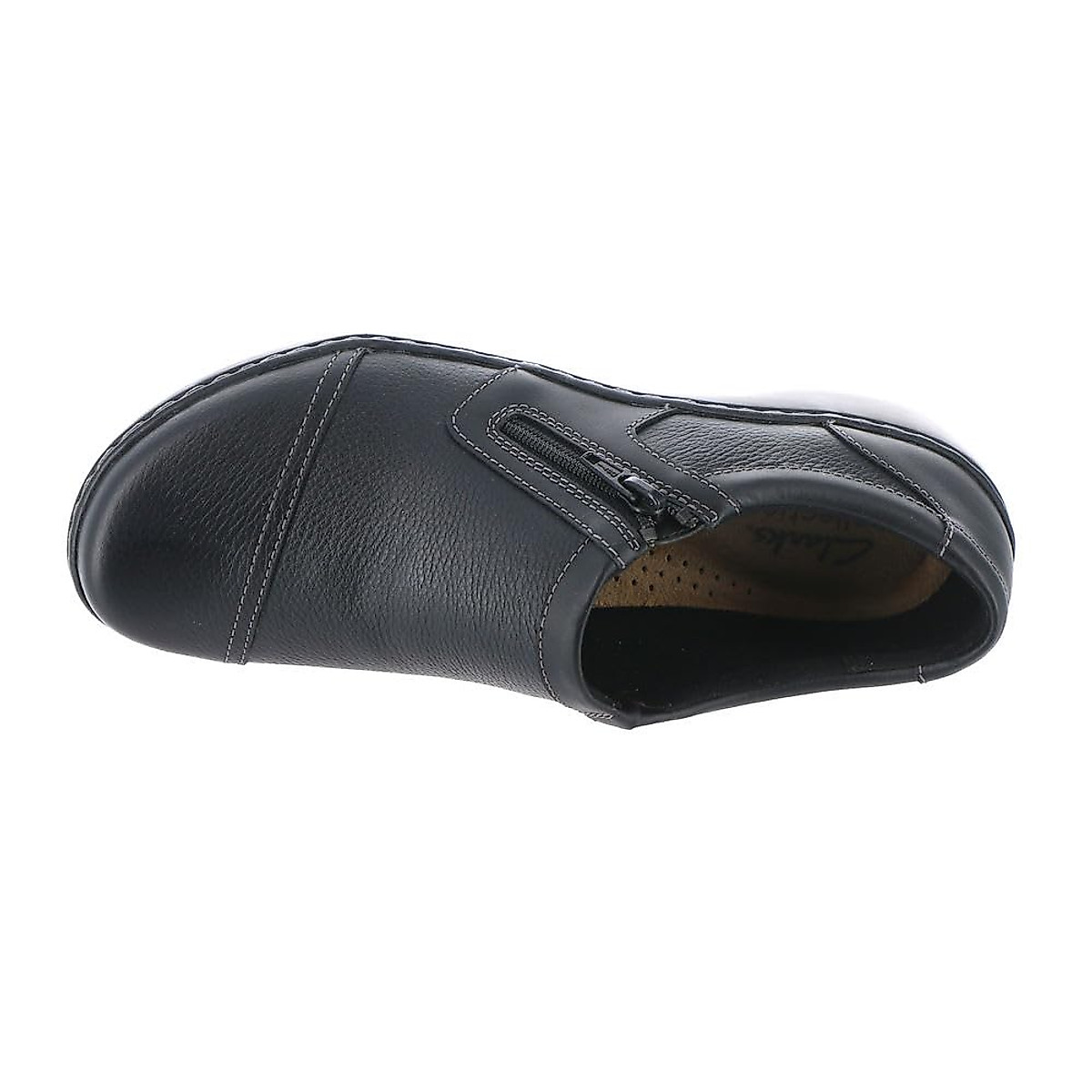 Clarks womens Cora Giny Loafer Flat, Black Tumbled/Smooth Leather, 8 US