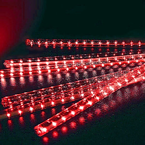 LED Falling Rain Light 30cm 10 Tubes 300 LED Snow Fall Lighting Lcicle Cascading Icicle String Light for Indoor Outdoor Wedding Garden Tree Home Decor, Red