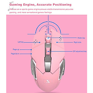 Rechargeable Keyboard and Mouse,Soke-Six 2.4G Wireless Mechanical Feel Backlit Gaming Keyboard Mice Combo Home Office Gamer Design Use for Laptop Pc Mac (Pink)