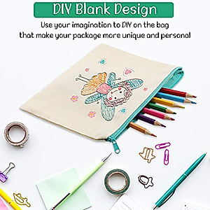 40 Pieces Canvas Zipper Pouch Bags Canvas Pencil Pouch Canvas Makeup Bags Blank Canvas Pencil Case Canvas Cosmetic Bag for Travel DIY Craft School (9.25 x 6.89 Inches, L)