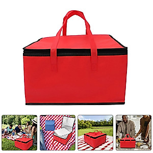 SOLUSTRE Insulated Food DeliveryBags Grocery Pizza Tote Bag Pouch Foldable Heavy Duty Storage Container For Hot And Cold Food Restaurants Catering (Red)