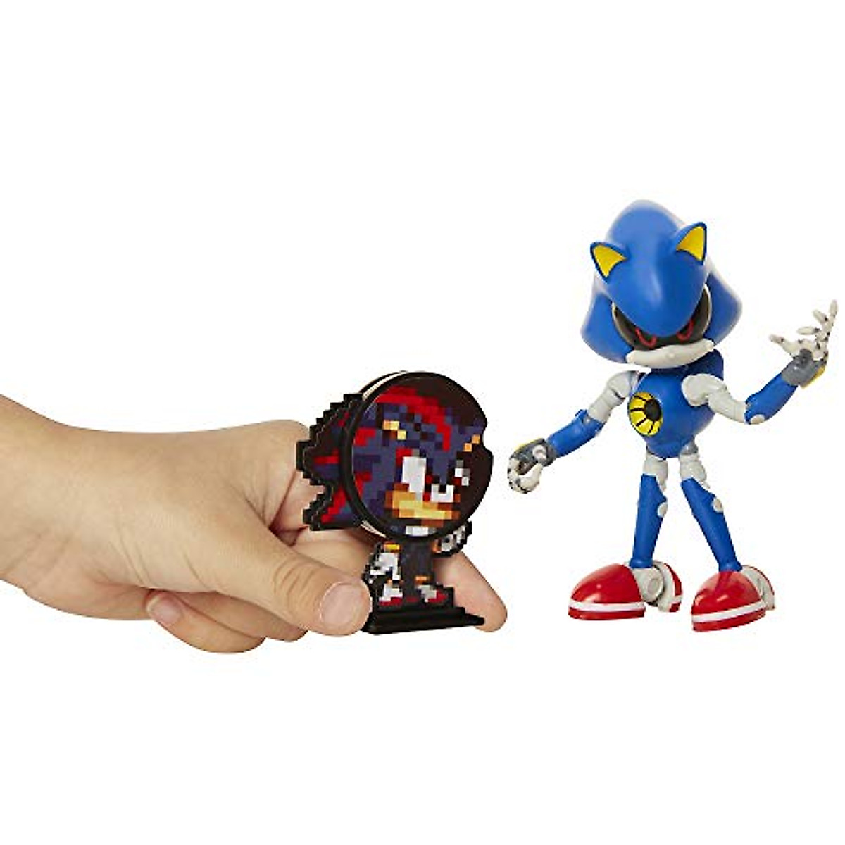 Sonic The Hedgehog Collectible Metal Sonic 4" Bendable Flexible Action Figure with Bendable Limbs & Spinable Friend Disk Accessory Perfect for Kids & Collectors Alike for Ages 3+
