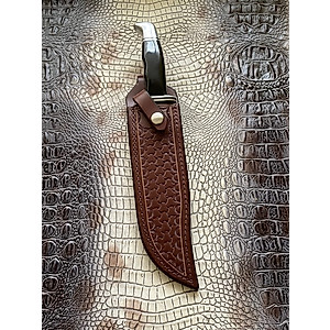 Carl Thomas Leathers Custom Leather Knife Sheath Fits Buck 120 Knife, Fixed Blade Knife Holder, Brown, Sheath Only