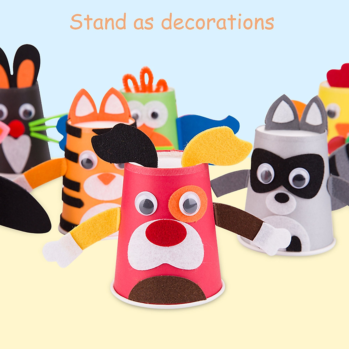 Mobee Felt Paper Cup Sticker DIY Craft Kits Paper Art Training Early Educatioanl Playing Toys Kids