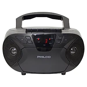 Philco Portable Bluetooth Boombox with CD and Cassette Player | Cassette Recorder | Connect to Headphones | CD Player is Compatible with MP3/WMA/CD-R/CD-RW CDs | 3.5mm Aux Input | AC/Battery Powered