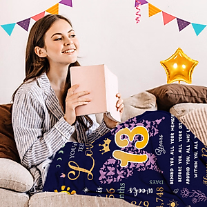 Zvzmzy Happy 13th Birthday Gifts for Girls Throw Blanket 60"X 50", Birthday Gifts for 13 Year Old Girls, Teen Girl Gifts 13 Year Old, 13 Yr Old Birthday Gift Ideas, Birthday Present for Girls Age 13