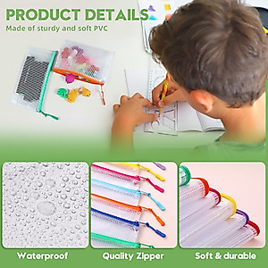 20pcs Mesh Zipper Pouch for Organization, Waterproof Zipper Pouches Colored PVC Travel Zipper Bags Clear Multipurpose Document Bags Suitable for Travel, School, Board Game and Office Supplies