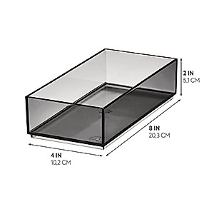 iDesign The Sarah Tanno Collection Plastic Cosmetic Drawer Organizer, Made of Recycled Plastic, 4" x 8" x 2", Smoke/Black