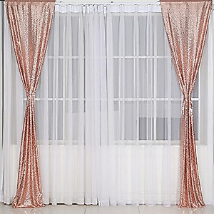 Sequin Backdrop Curtain Eternal Beauty Glitter Sequin Background for Wedding Party Decor (2 Panels, W2 x H8FT,Rose Gold)
