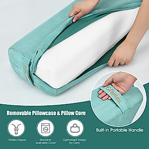 Giantex Yoga Bolster Pillow, with Carry Handle, Removable Machine Washable Soft Suede Pillowcase, Meditation Rectangular Yoga Pillow Perfect for Restorative Yoga