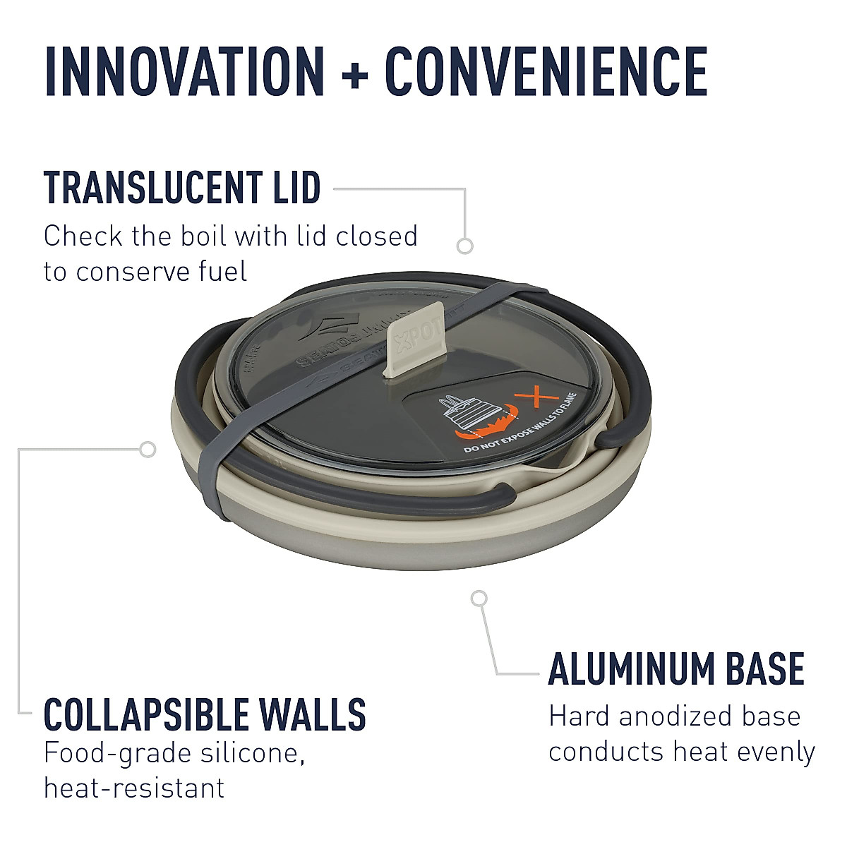 Sea to Summit X-Pot Kettle Collapsible Camping Cook Pot with Lid, 1.3 Liter, Lime