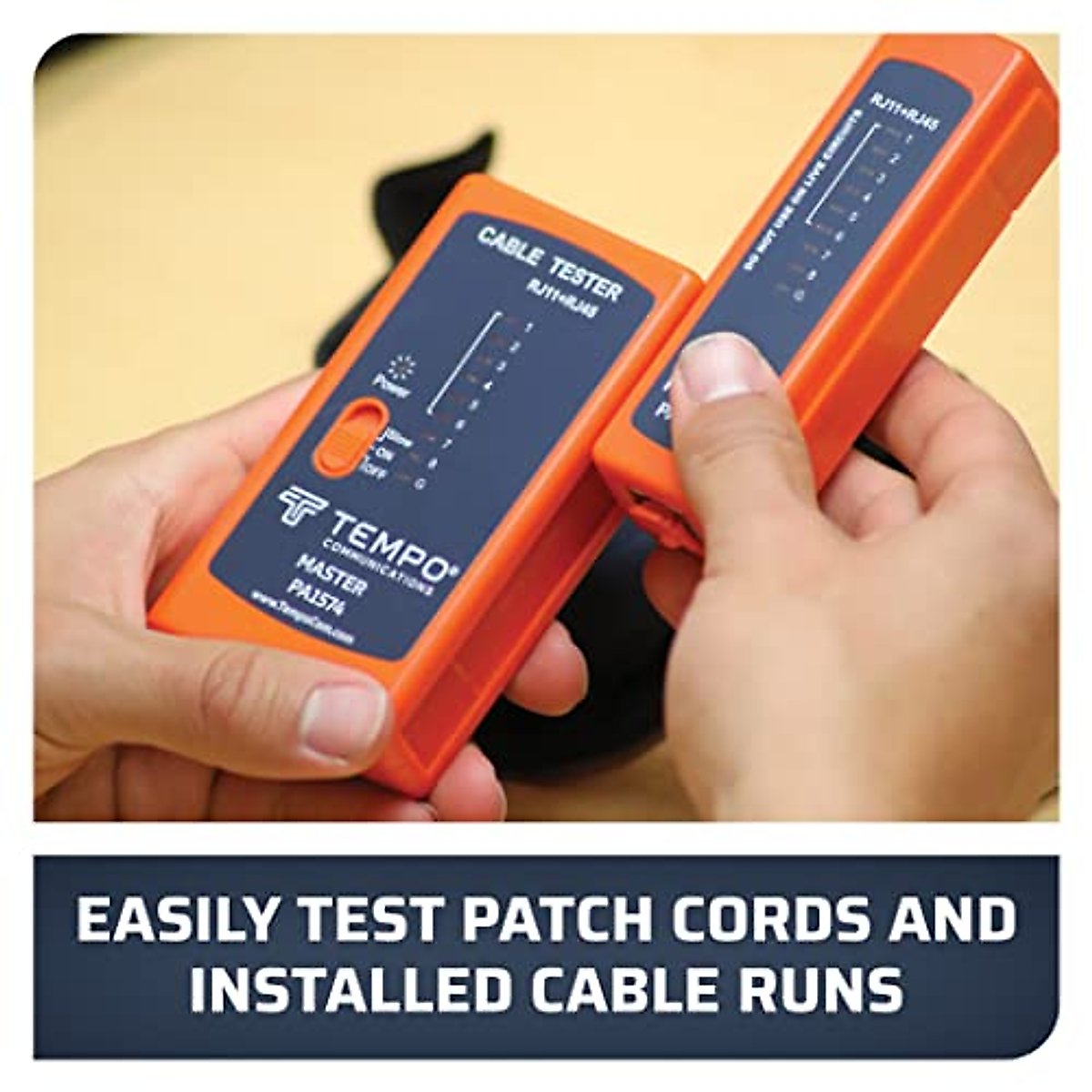 TEMPO PA1574 Network Cable Cat5e Tester | Telephone & Ethernet Cable Mapper | Continuity Tester for RJ45, RJ11, RJ12 | CAT5, CAT5E, CAT6 (2023 Model)