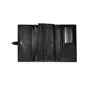 Solaround Leather Wallets for Women Tri-fold Large Capacity Clutch Wallet (Clutch, Black)