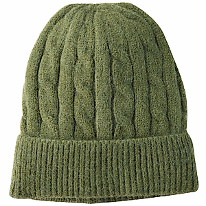 Amazon Essentials Men's Cable Knit Beanie, Dark Green, One size