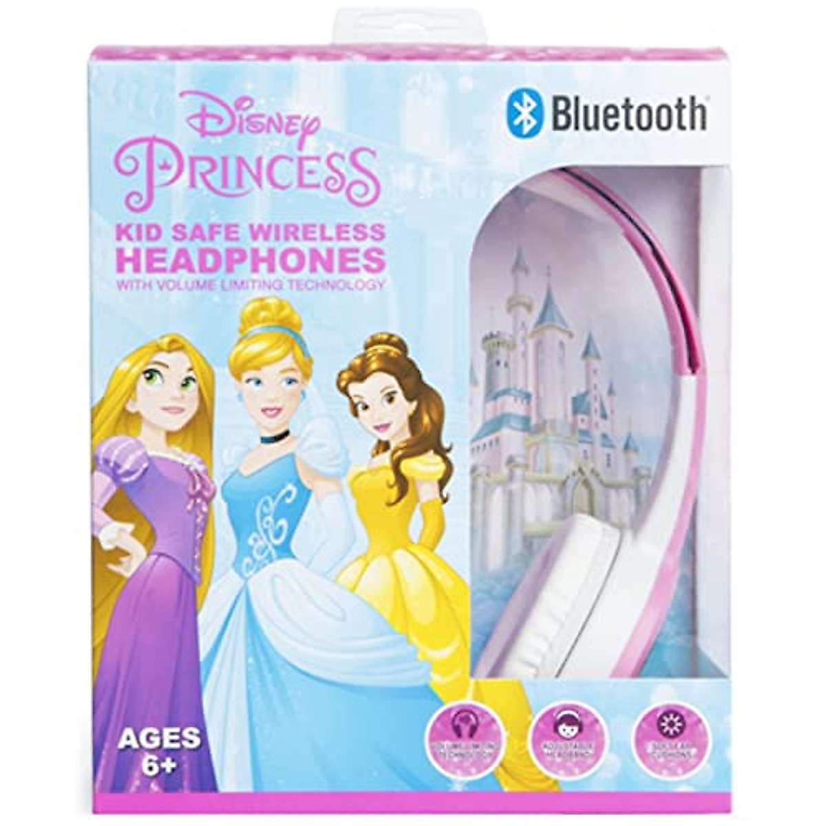 1616 Holdings Disney Princess Bluetooth Kid-Safe Wireless Headphones - Volume Limiting, Multicolor