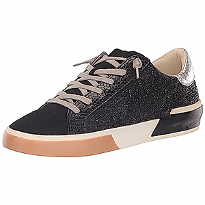 Dolce Vita Women's Zina Crystal Sneaker, Black Suede, 8