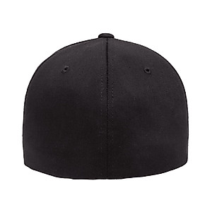 Flexfit Wooly Combed Men's Athletic Stretch Fitted Baseball Cap Bundle with THP Hat & Clothing Brush (L-XL|Black)