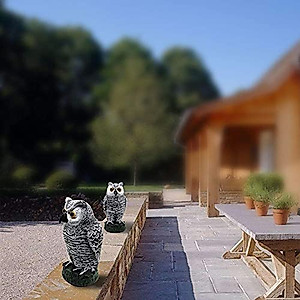 Hausse 3 Pack Fake Horned Owl Decoy, Plastic Owl, Halloween Decoration for Outdoor Garden Yard, White & Black