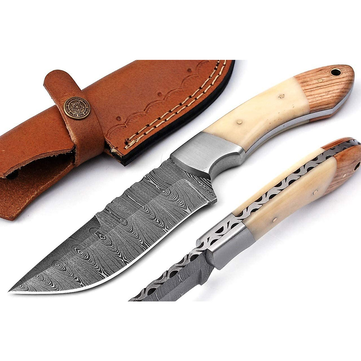 W TRADING Handmade Damascus Hunting Knife | Damascus Steel Blade Hunting Skinning Knife- Best For Outdoor Camping Skinner Deer Fishing Hiking EDC Survival Knives For Men