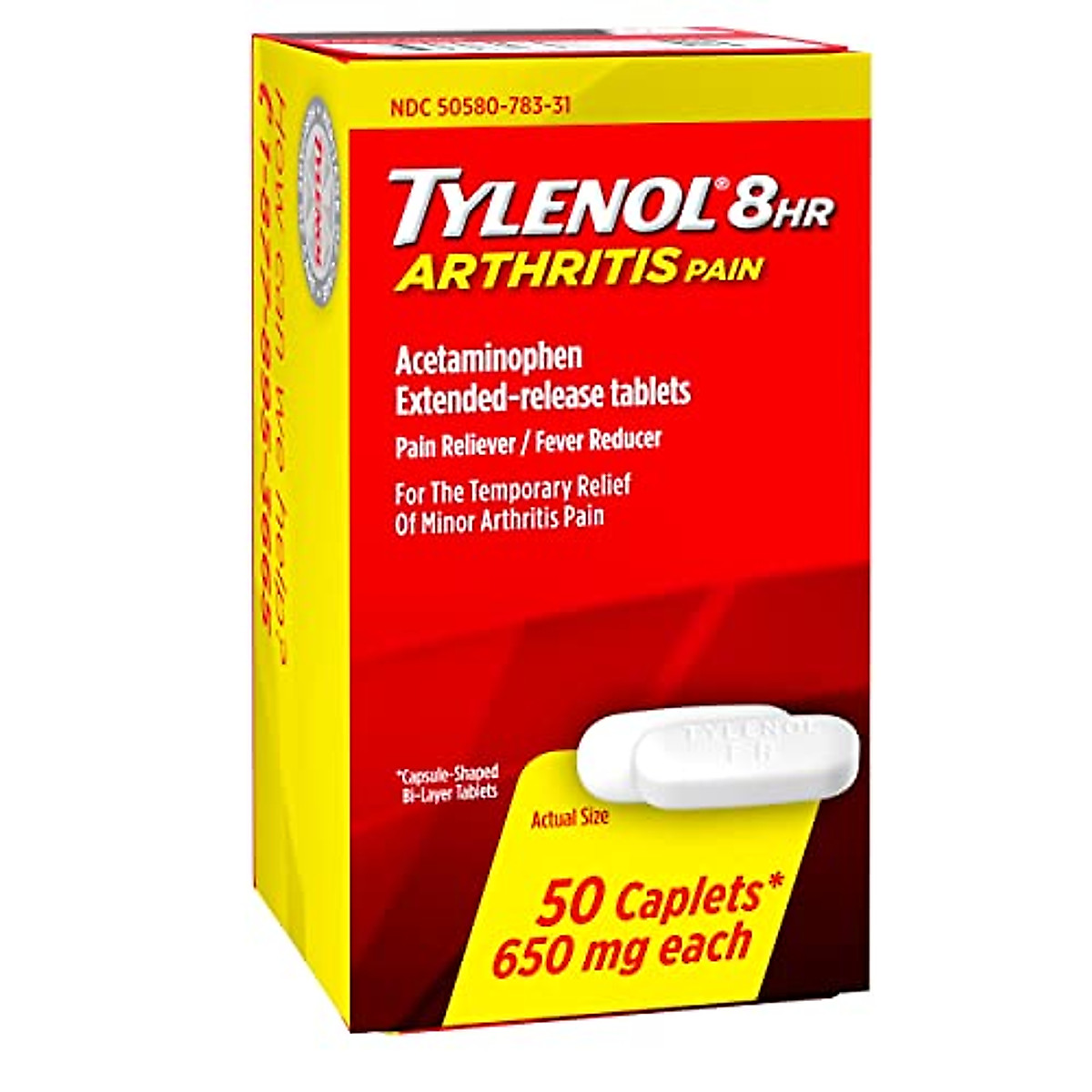 Tylenol 8 Hour Arthritis & Joint Pain Acetaminophen Caplets, 50 Count