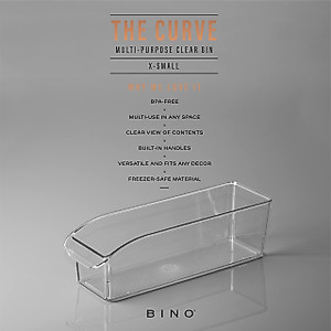 BINO | Plastic Storage Bins, Small | THE CURVE COLLECTION | Multi-Use Organizer Bins | Storage Containers Kitchen, Pantry and Home Organization | Fridge Organizers | Pantry Organization and Storage