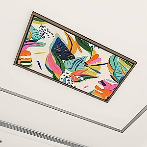 Decorative Fluorescent Light Covers for Ceiling Lights 6 Packs Modern exotic floral jungle Collage contemporary seamless drawn style Fluorescent Light Covers Magnetic for Classroom Office Home 4x2ft