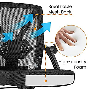 Yaheetech Home Office Chair Work Desk Chair Swivel Computer Mesh Chair with Flip-up Arms Adjustable Height Lumbar Support Executive Office Task Chair for Home Office Students Study, Black