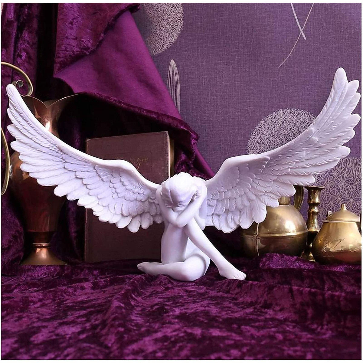 L-ELEGANT Angels Wings Garden Decor Statues,Angel Art Sculptures Ornaments for Bedroom Living Room,Redemption Angel Garden Figures Figurines Creative Angel Sculptures-Redemption Angel 18cm(7inch)