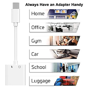 iPhone 15 Headphone Adapter,2Pack USB C to 3.5mm Headphone and Charger Adapter,2-in-1 Type C to Aux Audio Jack and Fast Charging Dongle Cable Cord for iPhone 16 Pro Max Plus,iPad Pro,Galaxy/Note,Pixel