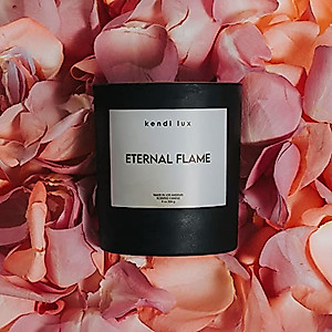 KENDI LUX | Luxury Scented Candles for Home | Jasmine Vanilla Scented Hand Poured Soy Blend Candle, Long Lasting 50 Hours Burn Time | Matte Black Jasmine Candle for Home 8 oz - Eternal Flame