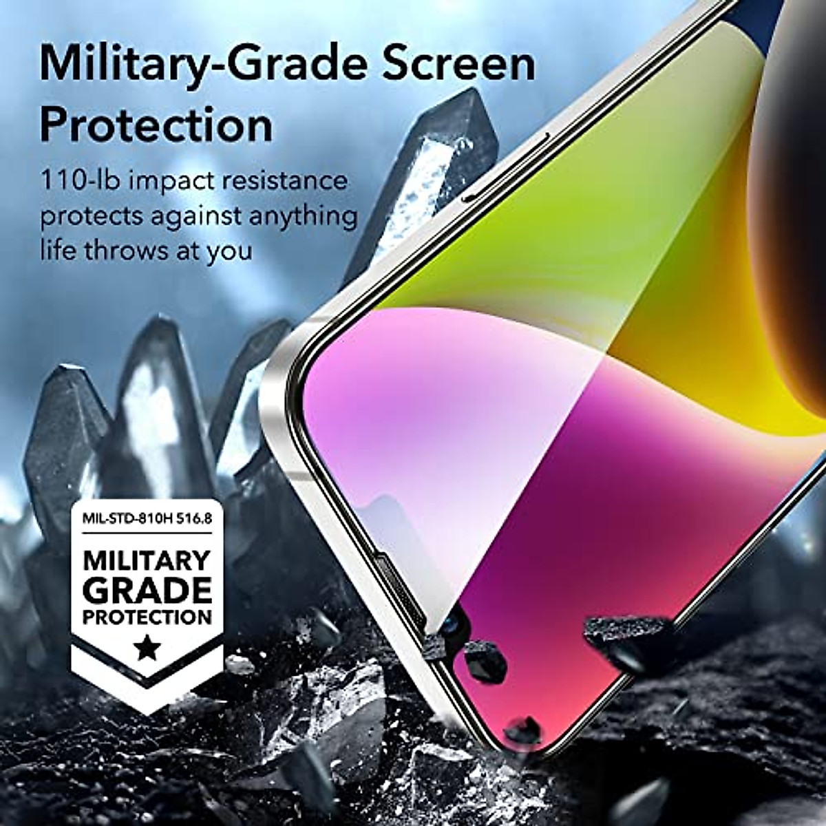 ESR Armorite Screen Protector Compatible with iPhone 14, iPhone 13 and iPhone 13 Pro, Ultra-Tough Tempered-Glass, Easy Installation Frame, 2 Pack